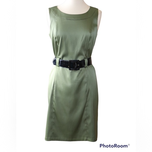 dressbarn | Dresses | Olive Green Stretch Satin Sheath Dress 4 | Poshmark